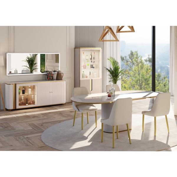 Quality Modern Design White Large Wooden Dinning Table And Chair Set 4 Seater Home Furniture Marble Slate Dining Table For 6 for sale