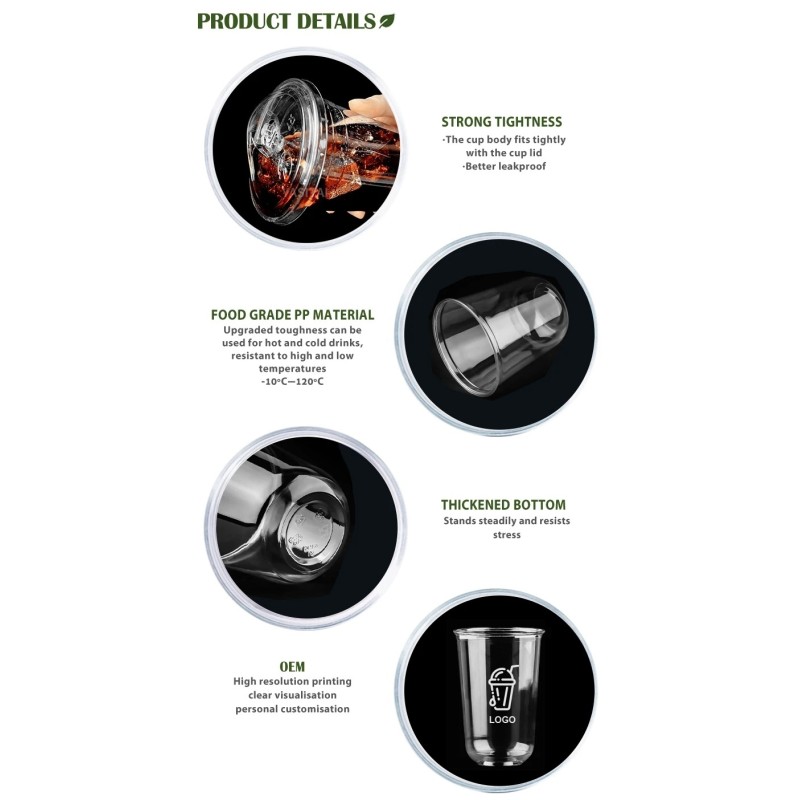 Customized Plastic PP Cup Disposable Plastic Cold Coffee Cups with Custom Logo