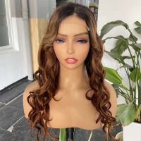 Quality Brown Body Wave Frontal 4x4 Lace Wigs Transparent Lace Closure 200gram for sale