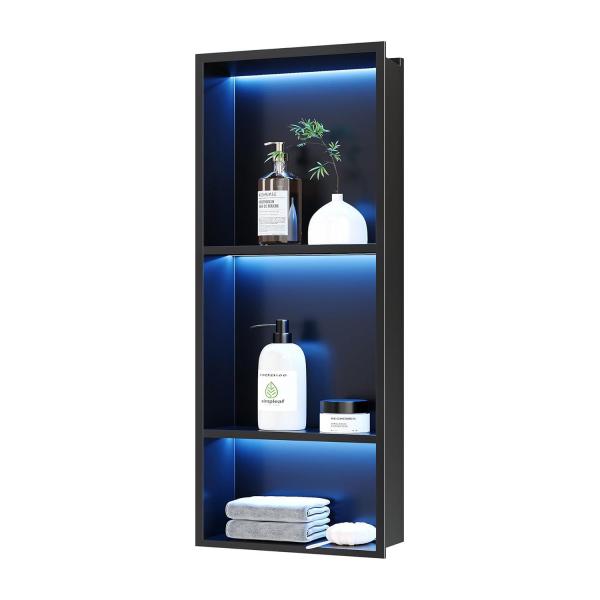 Quality 12x30 Inch Shower Wall Niche Waterproof Painting Finish With LED for sale