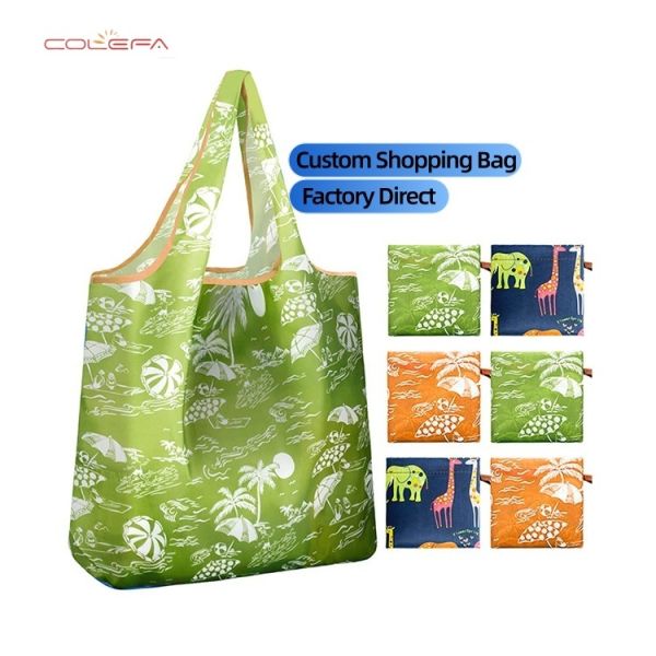 Quality Convenient Folding Shopping Bag Handheld Grocery Bag for Supermarket Shopping Foldable Oxford Bag with Custom Advertising Logo for sale