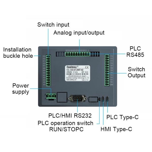 Quality Coolmay 4.3 Inch HMI PLC All-in-One with 12DI/12DO and Ethernet Port for for sale