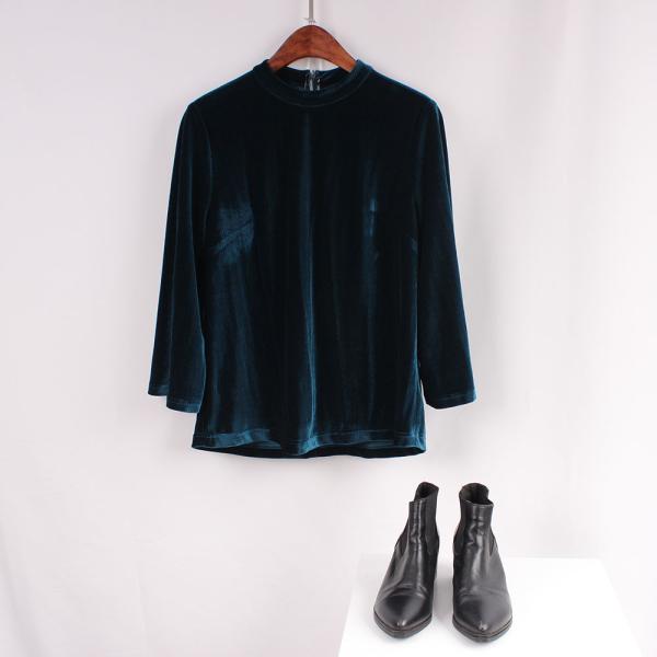 Quality Round Neck Polyester Spandex Velvet Tops For Women for sale