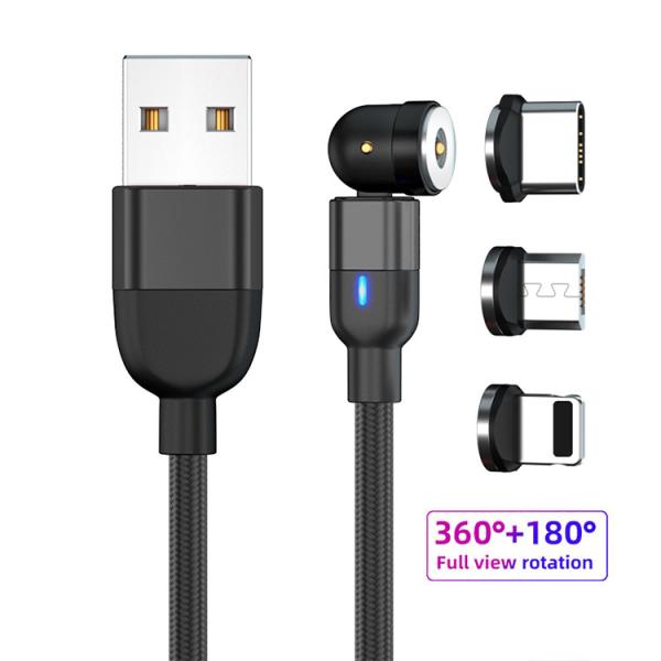 Quality 540 Rotation 3A Magnetic USB Charging Cable 3 In 1 Magnetic Data Cable for sale