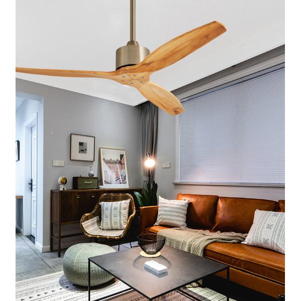 Quality DC Motor Real Wood Ceiling Fan With Light Wood / Remote Control for sale