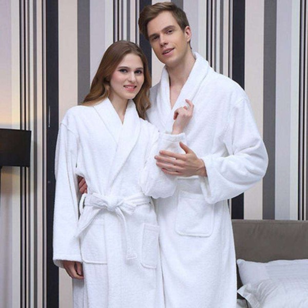 Quality Custom Soft Terry Towelling Dressing Gown 100% Cotton With Solid Pattern for sale