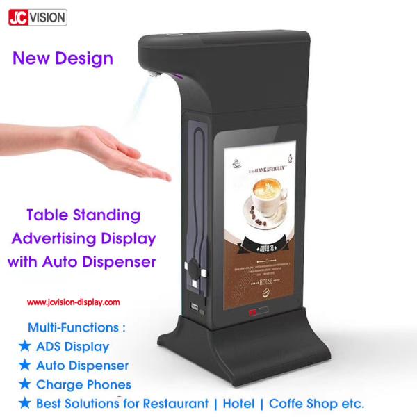 Quality 7inch Double Sided Screen Hand Dispenser Sanitizer Digital Advertising Kiosk for sale