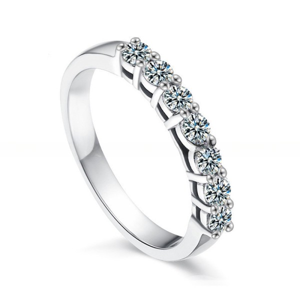 Quality Round Cut 925 Sterling Silver Wedding Ring Moissanite Eternity Promise Ring For Woman for sale