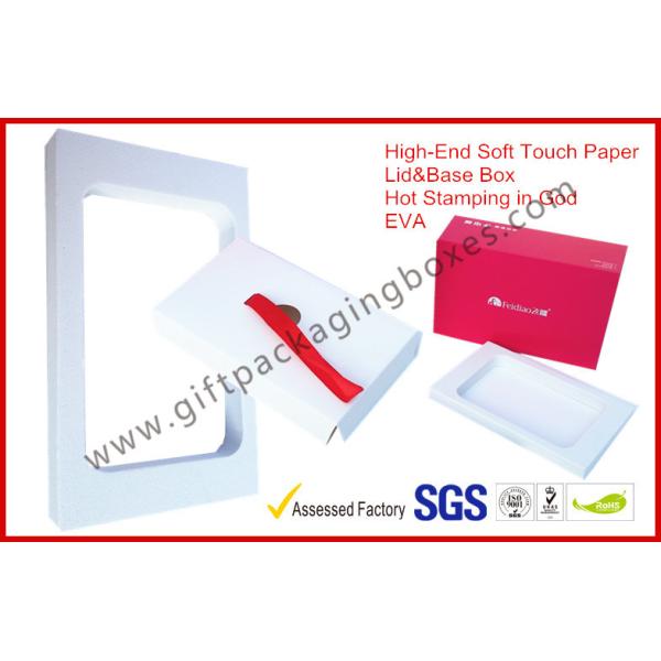 Quality Soft Touch Paper Luxury Gift Boxes Lid And Base With Foil In Gold EVA Insert for sale