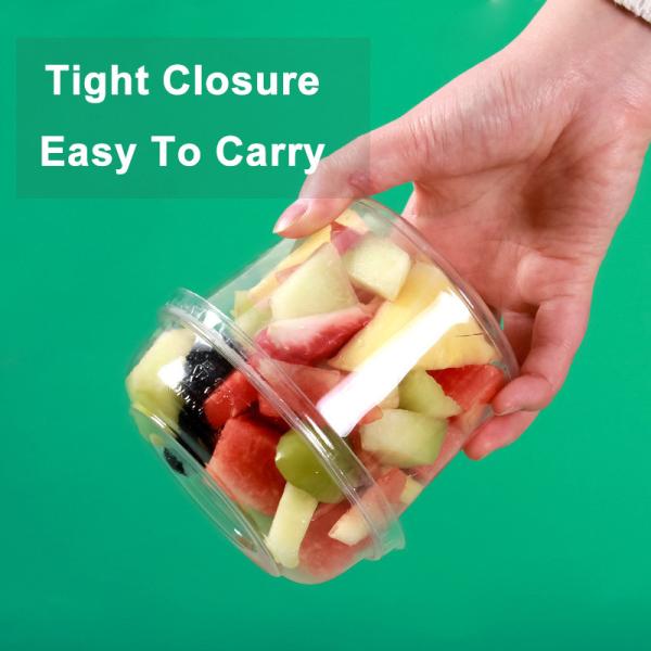 Quality Custom Fruit Salad Pre cut Fruit Vegetable Cutting Cup 16 Oz Plastic Deli for sale