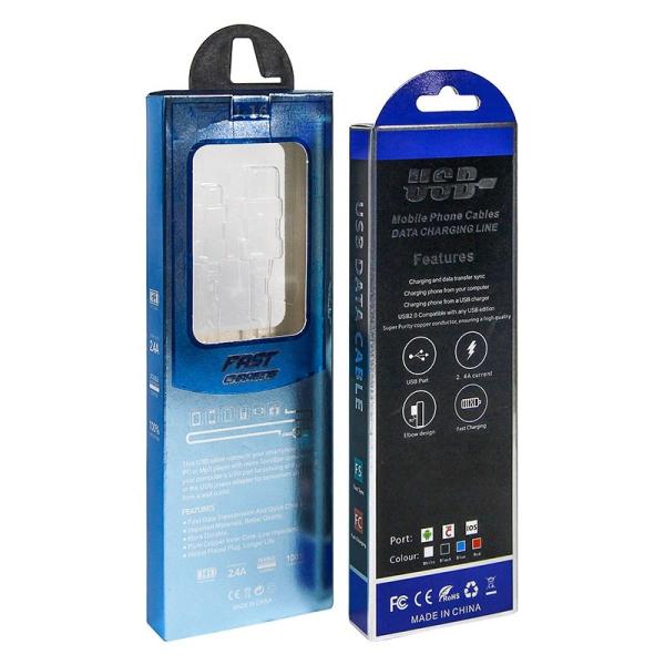 Quality USB Charging Data Cable Packaging Box Custom C1S Art Paper With Blister for sale