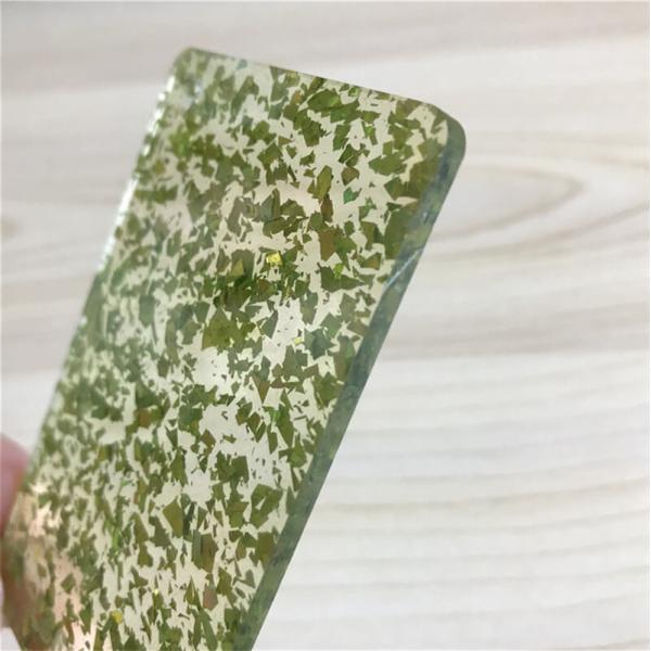 Quality Flake Glitter Plexiglass Sheet Cut To Size Chunky Green Cast Acrylic 1040x620mm for sale