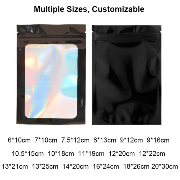 Quality Custom Print Hologram Zipper Bag Resealable Smell Proof Holographic Sachet for sale