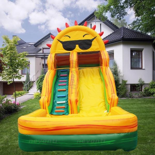 Quality Custom Logo Printed 2024 Innovations Inflatable Pool with 2 Slides and Rainbow Water Slide for sale