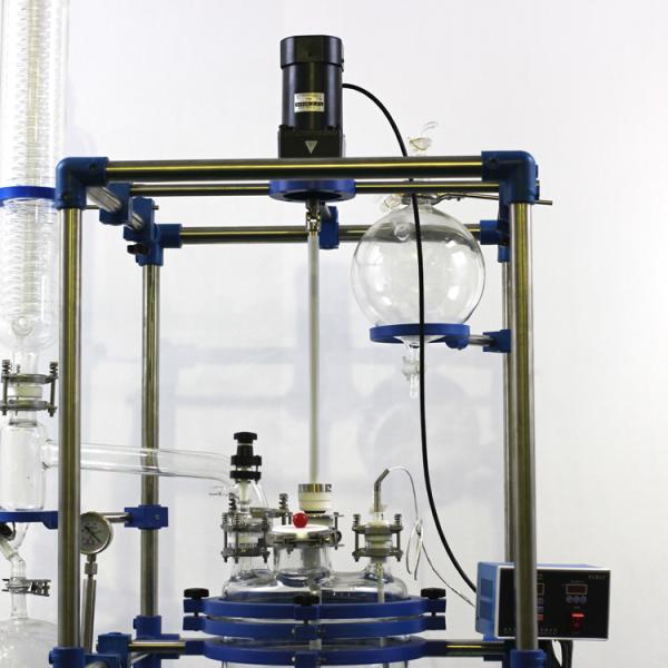 Quality Motor Driven Jacketed Glass Reactor Vessel Double Layer Electric Agitator for sale