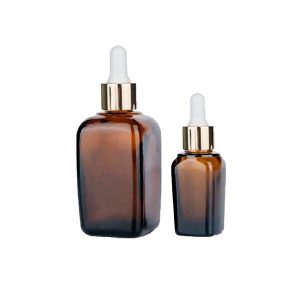 Quality 40ml Transparent Cosmetic Dropper Bottles Brown Glass Dropper Bottles Customized for sale