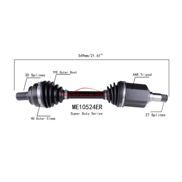 Quality ME10524ER CV Axle Assembly Heavy Duty Clamp TPEE Boot  Cold Forging Grinding Process Technology EXTREME Weather Unit for sale