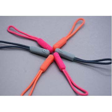 Quality 3D Embossed Plastic Zipper Puller With Polyester String For Garments for sale