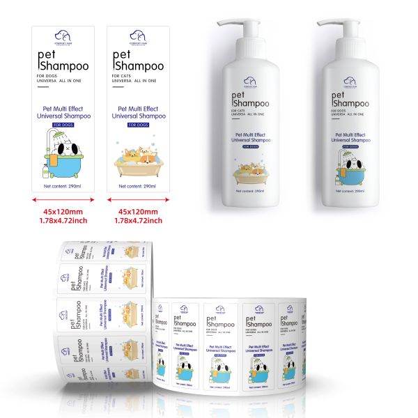 Quality Personalized Customized Pet Multi Effect Universal Shampoo logo Pet Shampoo Label Design for Pet Daily Care Routine for sale