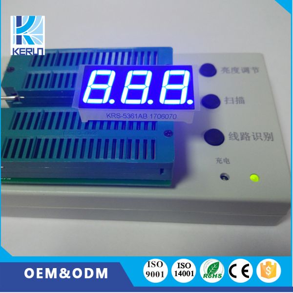 Quality Multiplexing Blue 3 Digit 7 Segment LED Displays 12 Pins 9.2mm Height for sale