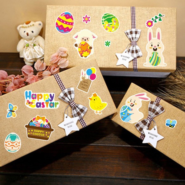 Quality Silk Screen Printing Easter Egg Stickers Easter Bunny Children DIY 128gram for sale