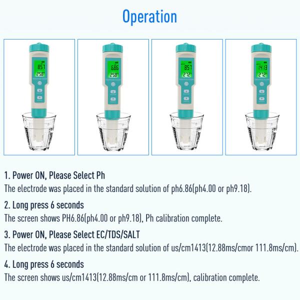Quality 1PPM 1MV 1US/CM 0.01PH Newest 7 in 1 Digital pH Tester for Multi Parameter for sale