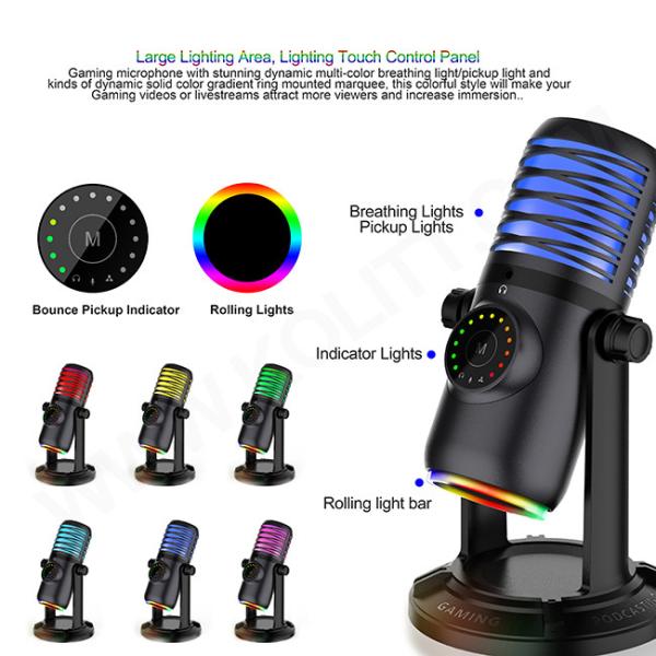 Quality RGB Gaming Mic 48Khz Podcast Studio Microphone For Streaming for sale