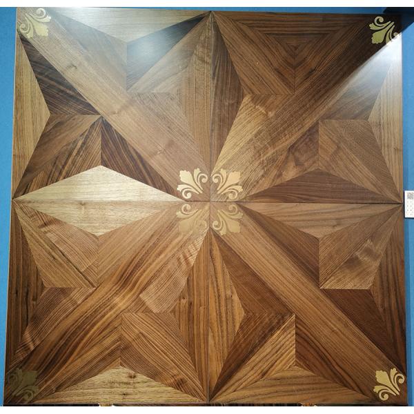 Quality Metal Inlayed Parquet Wood Flooring Multi Ply Brass / Stainless Steel Mixed With Wood for sale