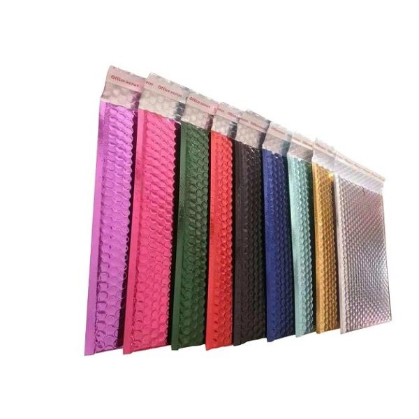 Quality Offset Glamour Metallic Bubble Mailers 100 Microns CMYK Colored for sale