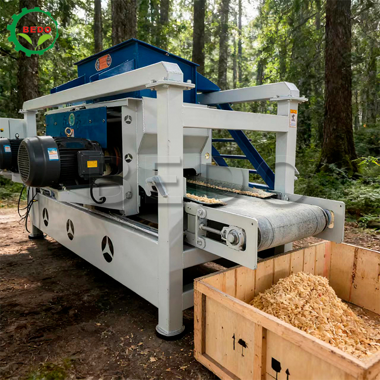Quality 125mm Roller Wood Shavings Machine Carbon Steel Body 7.5kw Dual Main Shaft for sale