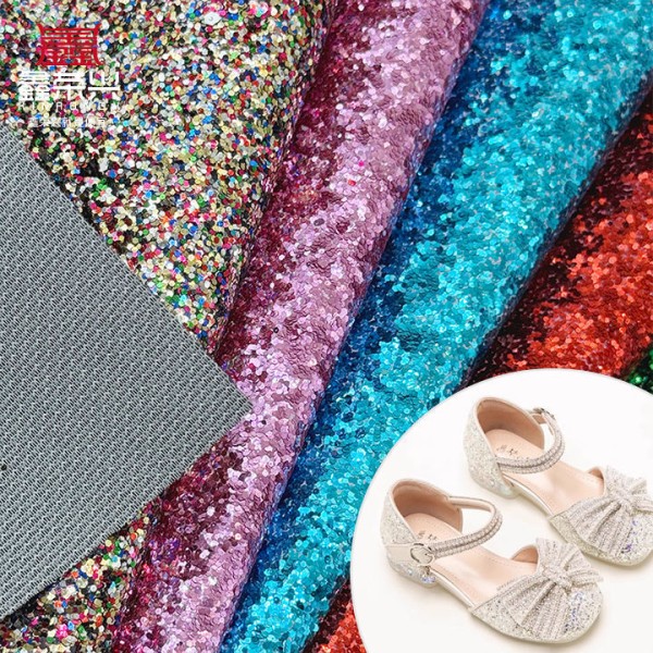 Quality Coarse Glitter PVC Synthetic Leather for Shoe Jewelry Craft Luggage Bag Packaging Boxes Faux Leather Material for sale