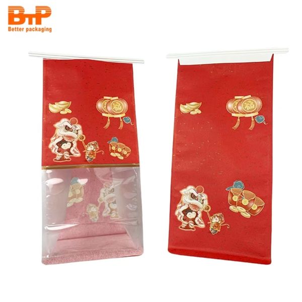 Quality Eco Friendly Biodegradable Custom Logo Le Toast Bakery French Baguette Packaging Paper Reusable Bread Bag with Window for sale