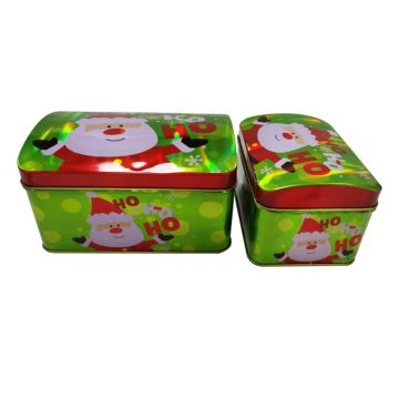 Quality Small CMYK Printing Bulk Christmas Tins With Lids In Set Of 2 for sale