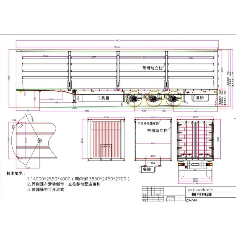 Robust Side Curtain Semi-Trailer Flatbed Trailer for Heavy and Oversized Loads