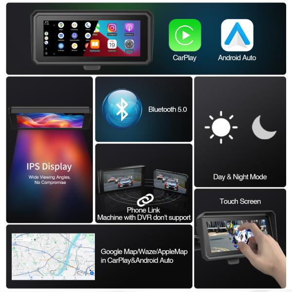 Quality 6.3" Touch Screen Motorcycle Navigator Detachable BT WIFI DVR TPMS Quick for sale