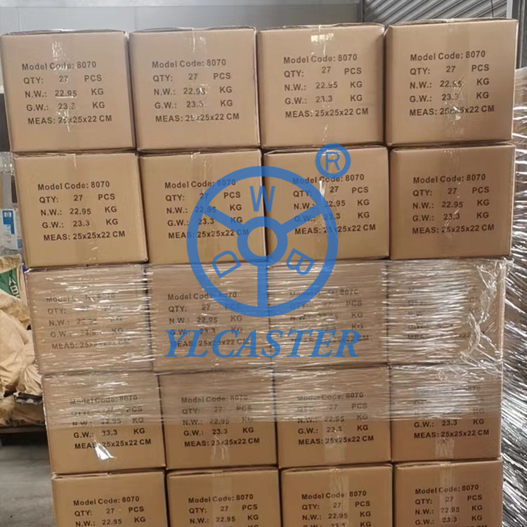 Green iron polyurethane pallet truck wheel without bearings packages on pallet-YLcaster