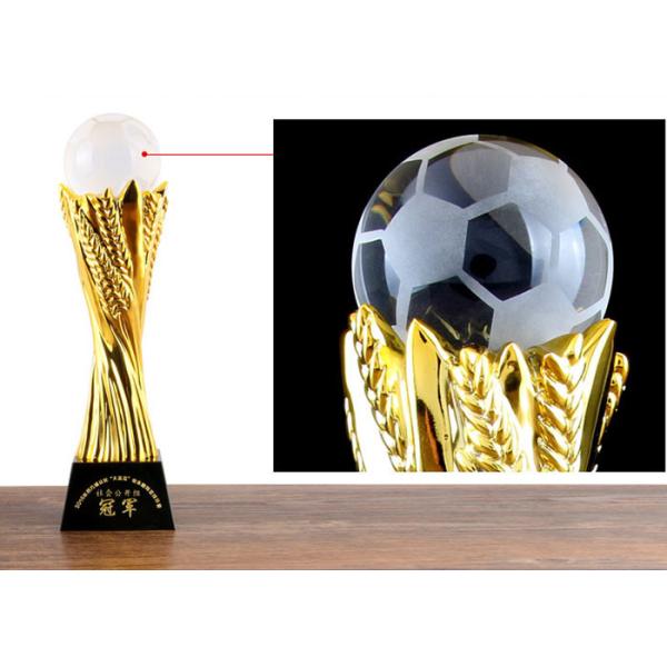 Quality Custom Resin Trophy Cup With Crystal Ball For Soccer End - Year Award for sale