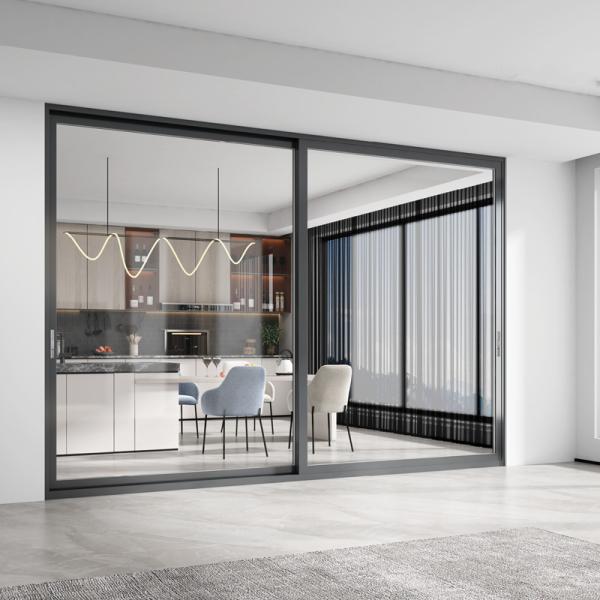 Quality Sleek Aluminium Sliding Doors 2mm Horizontal Opening Frame Sliding Glass Door for sale