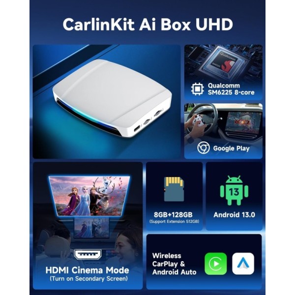 Quality Wireless Adapter Carplay & Andriod Auto to Multi Media -  Ai BoxDongle for Netflix
TBox-UHD  4Gb 64Gb SMD660 Android 13 for sale