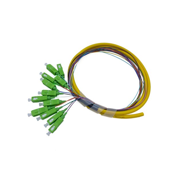 12 Cores FTTH Fiber Optic Pigtail SC APC G652D PVC 900um 1.5Mts Yellow ...