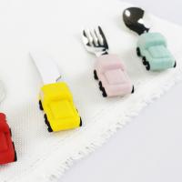 Quality Toddler Stainless Steel Baby Spoon With Car Shape Silicone Handle for sale
