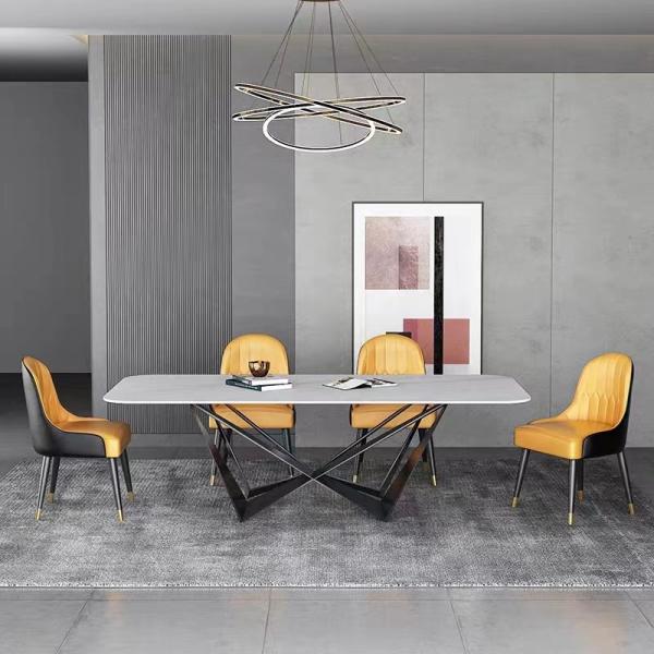 Quality ceramic Metal Cross Leg Dining Table , Rectangle Cross Extension Table for sale