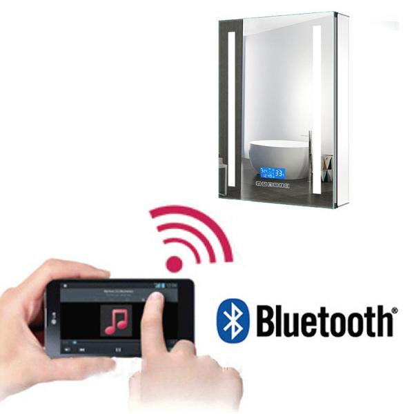 Quality Digital Clock Wall Mirror Cabinet Aluminum Bathroom LED Mirror Cabinet Rectangle for sale