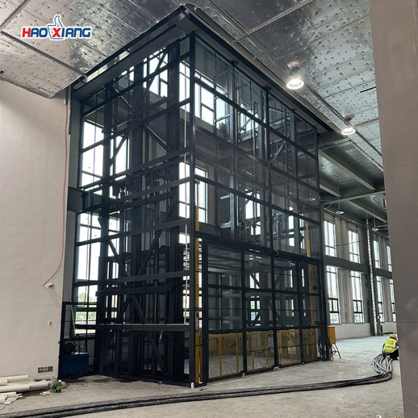 Quality Guide Rail Lift Platform Guide Rail Freight Elevator For Warehouse Logistics Customizable for sale