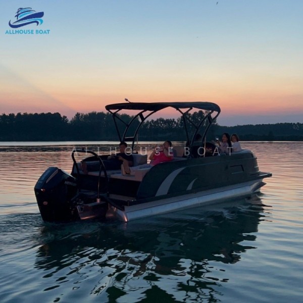 Quality 23FT Commercial Fiberglass Pontoon Boat | Heavy-Duty Rental Boat for Resorts and Tours for sale