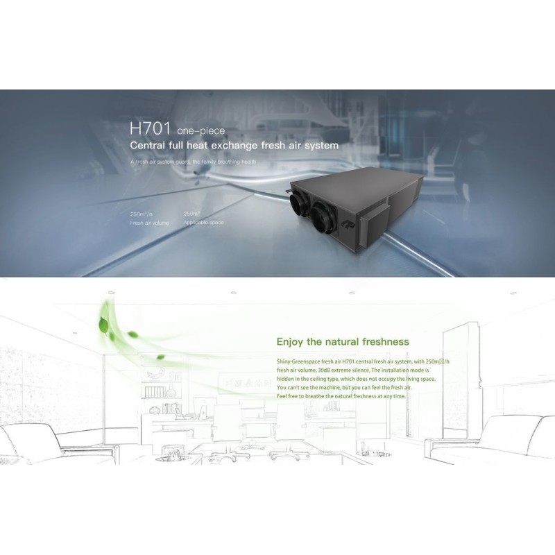 Triple Filtration, Ultra-Thin Graphene Central Air Purifier with Heat Exchanger
