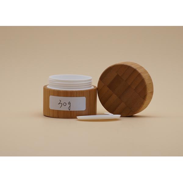 Quality Round Shape Bamboo Cosmetic Containers Plastic Inner Volume 15g 30g for sale