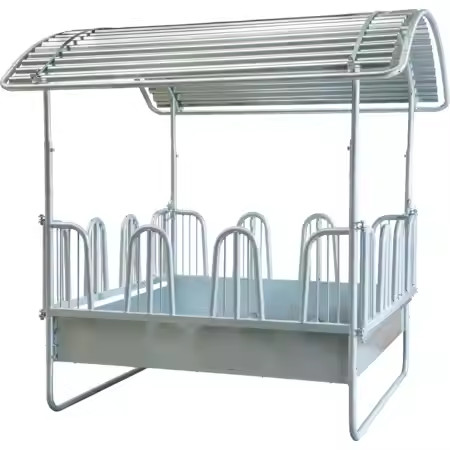 Quality 1.75m Metal Horse Feeder Livestock Square Hay Feeders With Roof for sale
