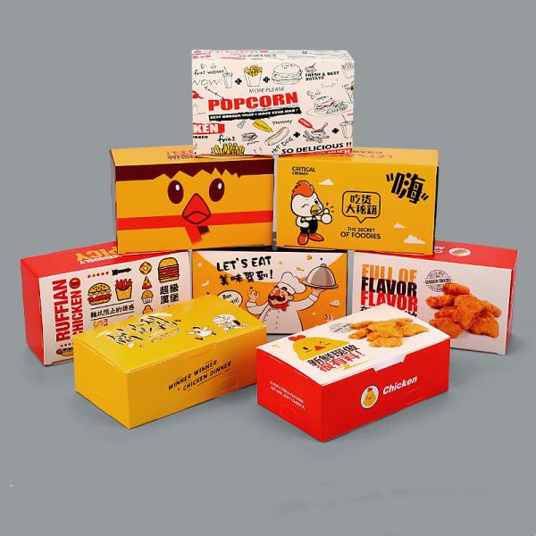 Quality Small Cube Fried Chicken Takeaway Kraft Paper Snack Boxes With Window for sale