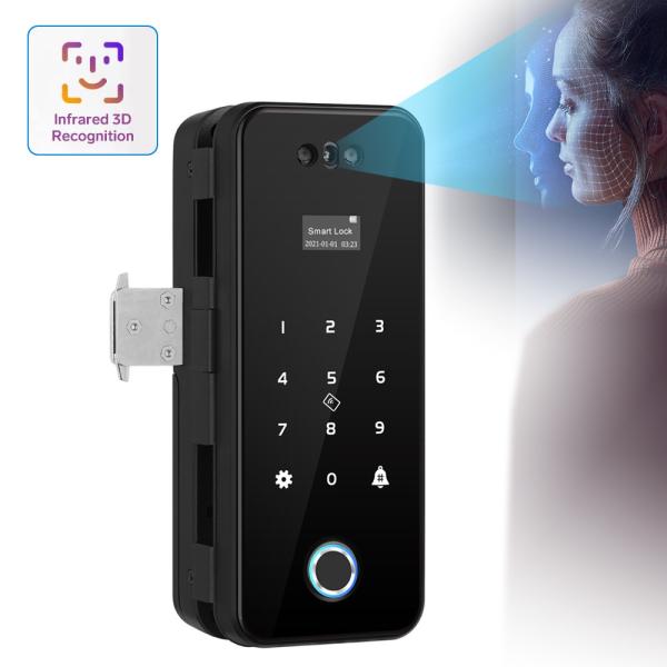 Quality Black Glass Door Lock Tuya Smart Lock Home Security 3D Face Digital Fingerprint for sale